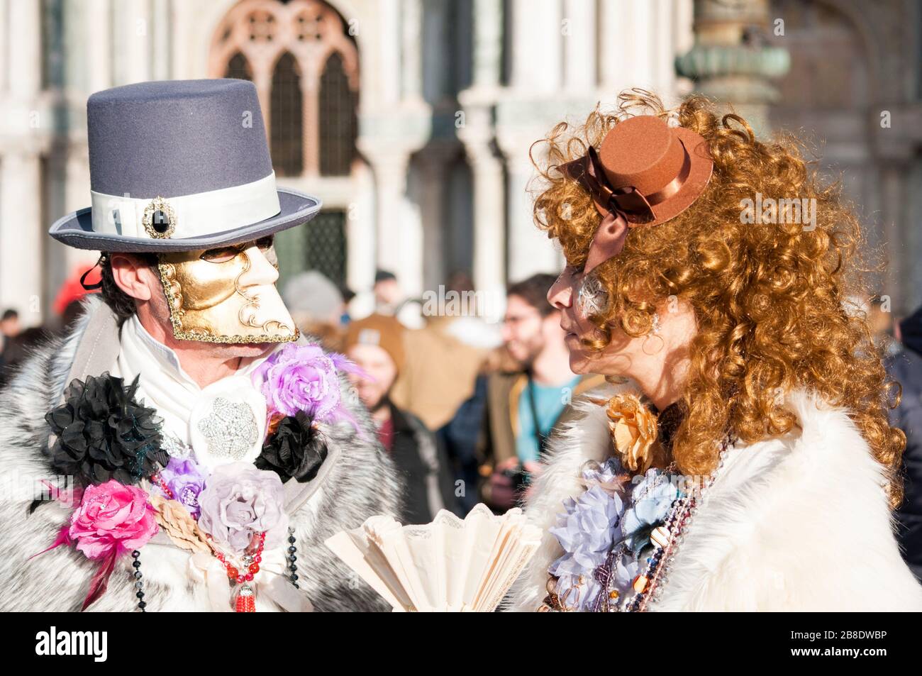 Colorful carnival masks at a traditional festival in Venice, Italy ...