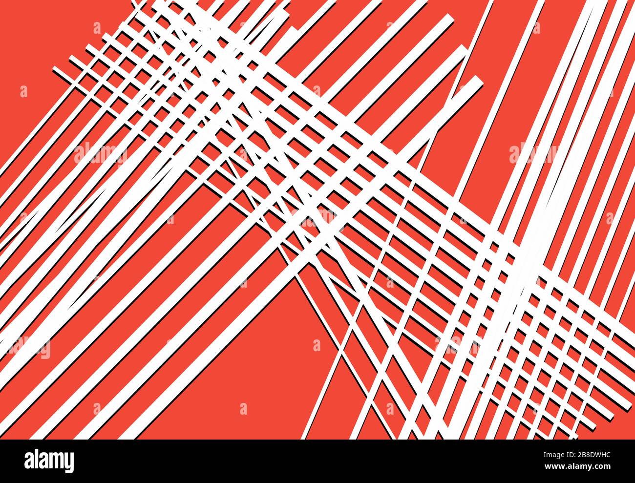 Colorful, monochrome abstract geometric art with random, chaotic lines. Straight crossing ...