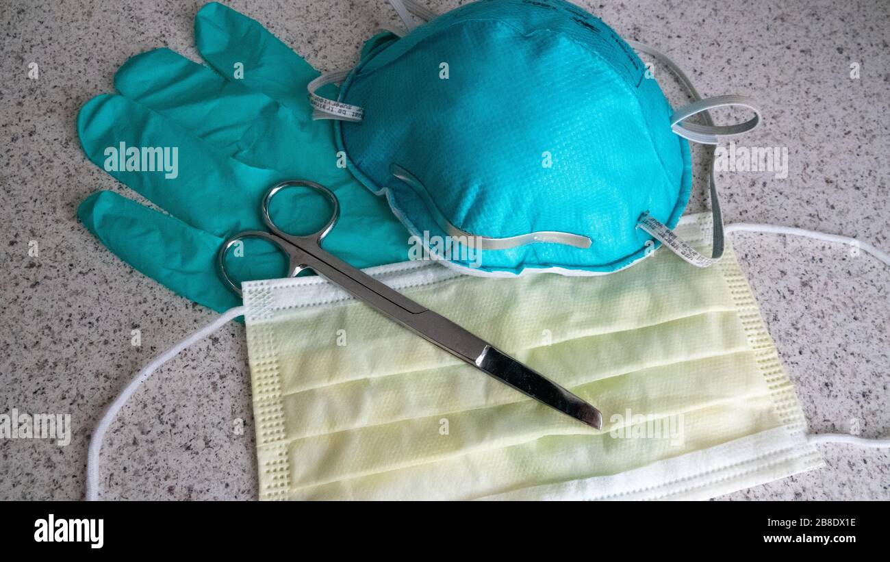 Sunnyvale,CA/USA-March 21,2020- Medical NIOSH respirator mask, surgical ...