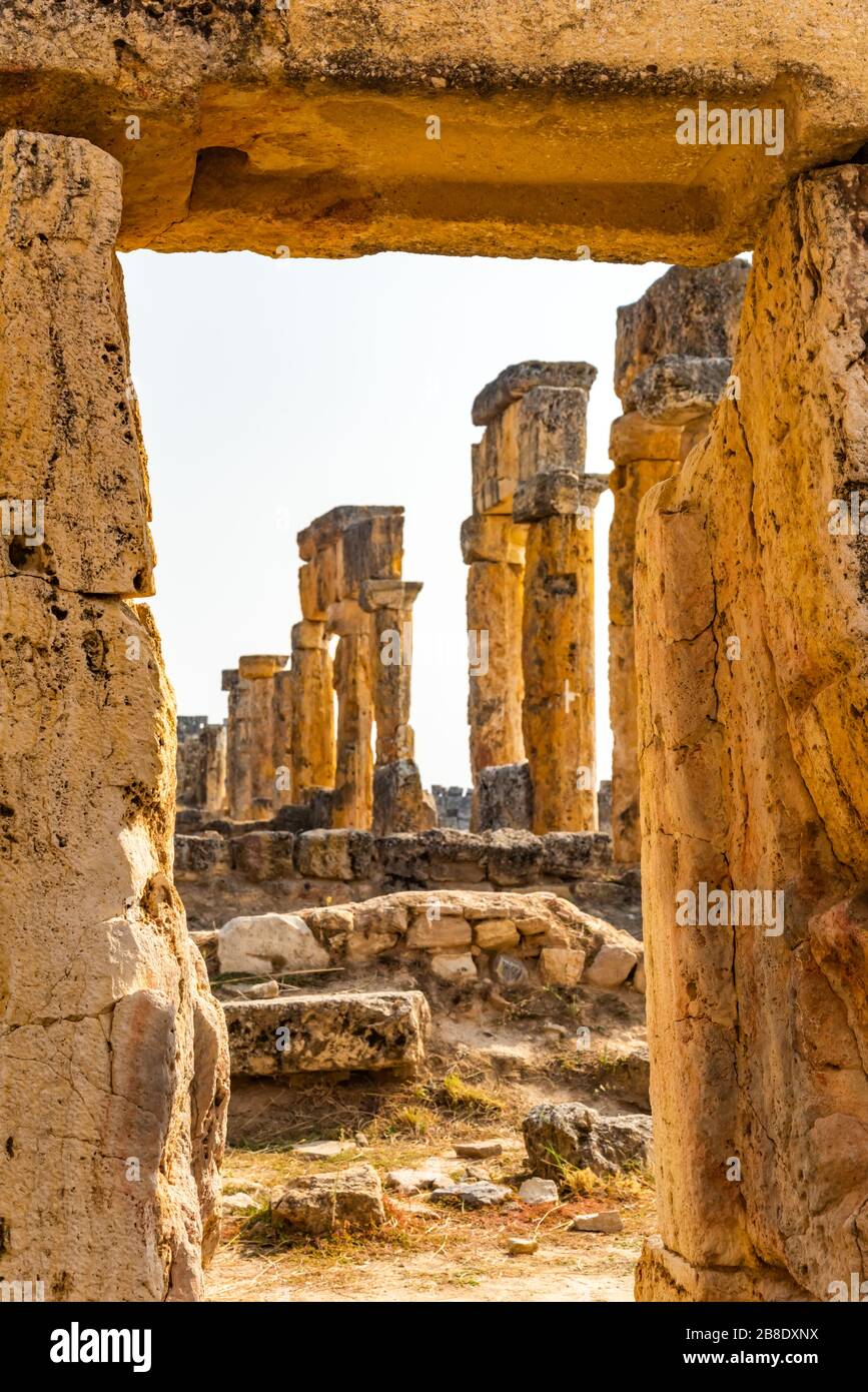 Hierapolis ancient city ruins Pamukkale Turkey. UNESCO world heritage ...