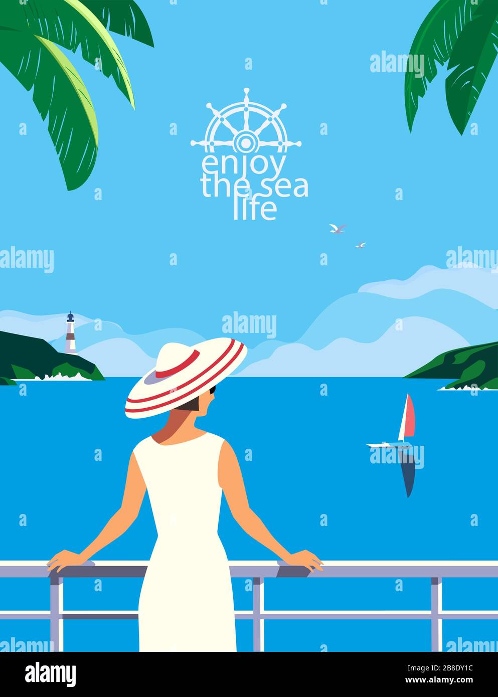 Vacation travel to seaside flat color vector Stock Vector Image & Art ...