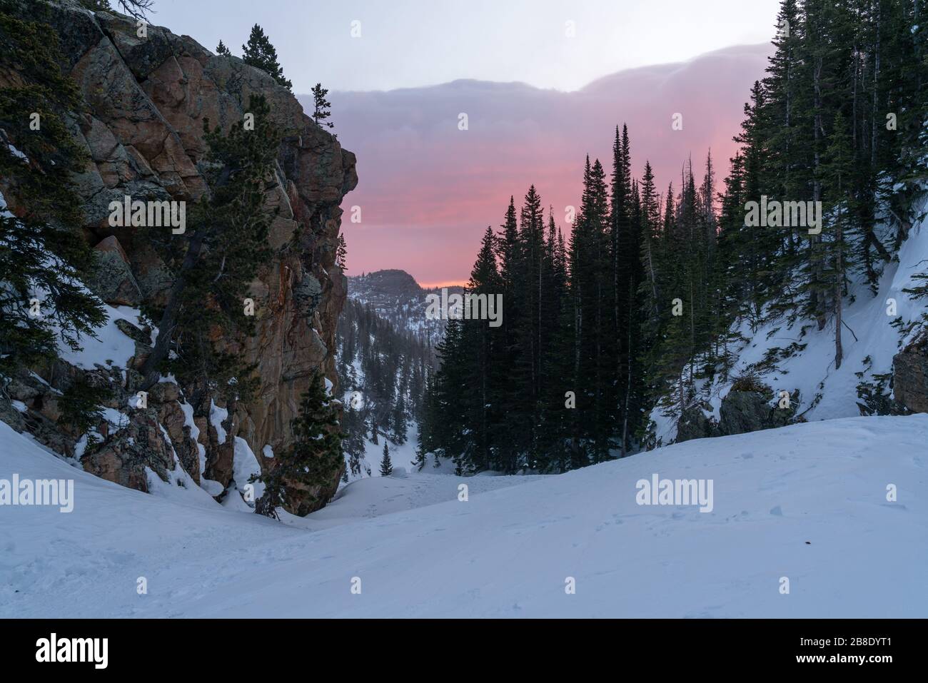 A winter hike to Loch Vale, near Estes Park, Colroado Stock Photo - Alamy