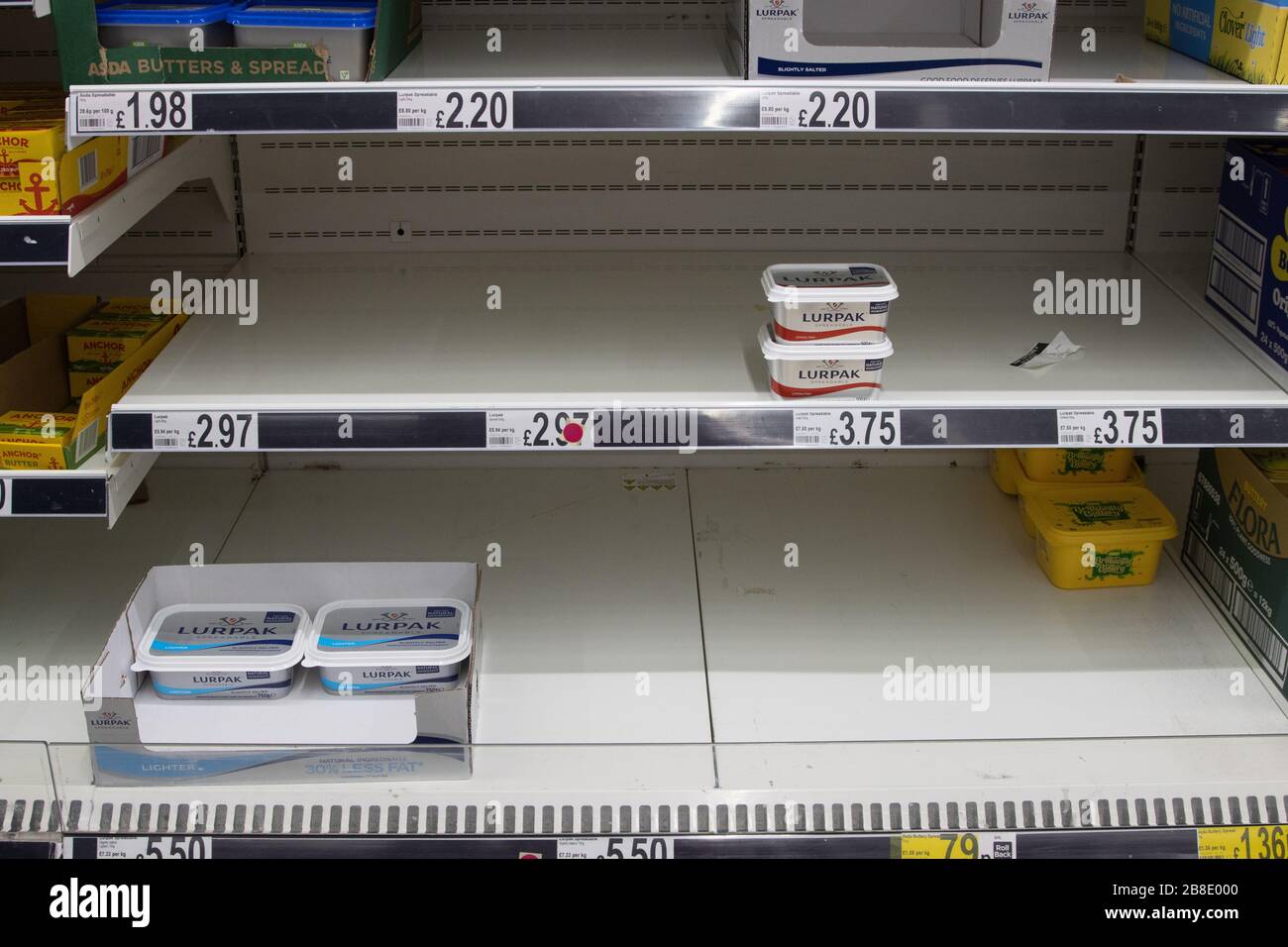 Empty supermarket shelves due to panic buying during the coronavirus ...