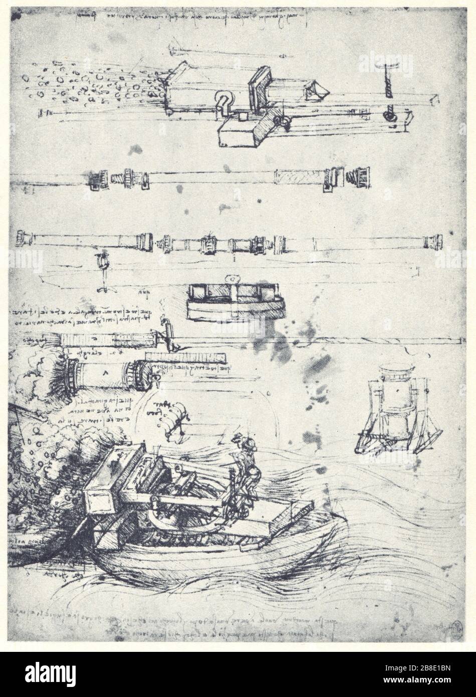 Leonardo da Vinci. Guns and machines of war. 1485 Stock Photo - Alamy