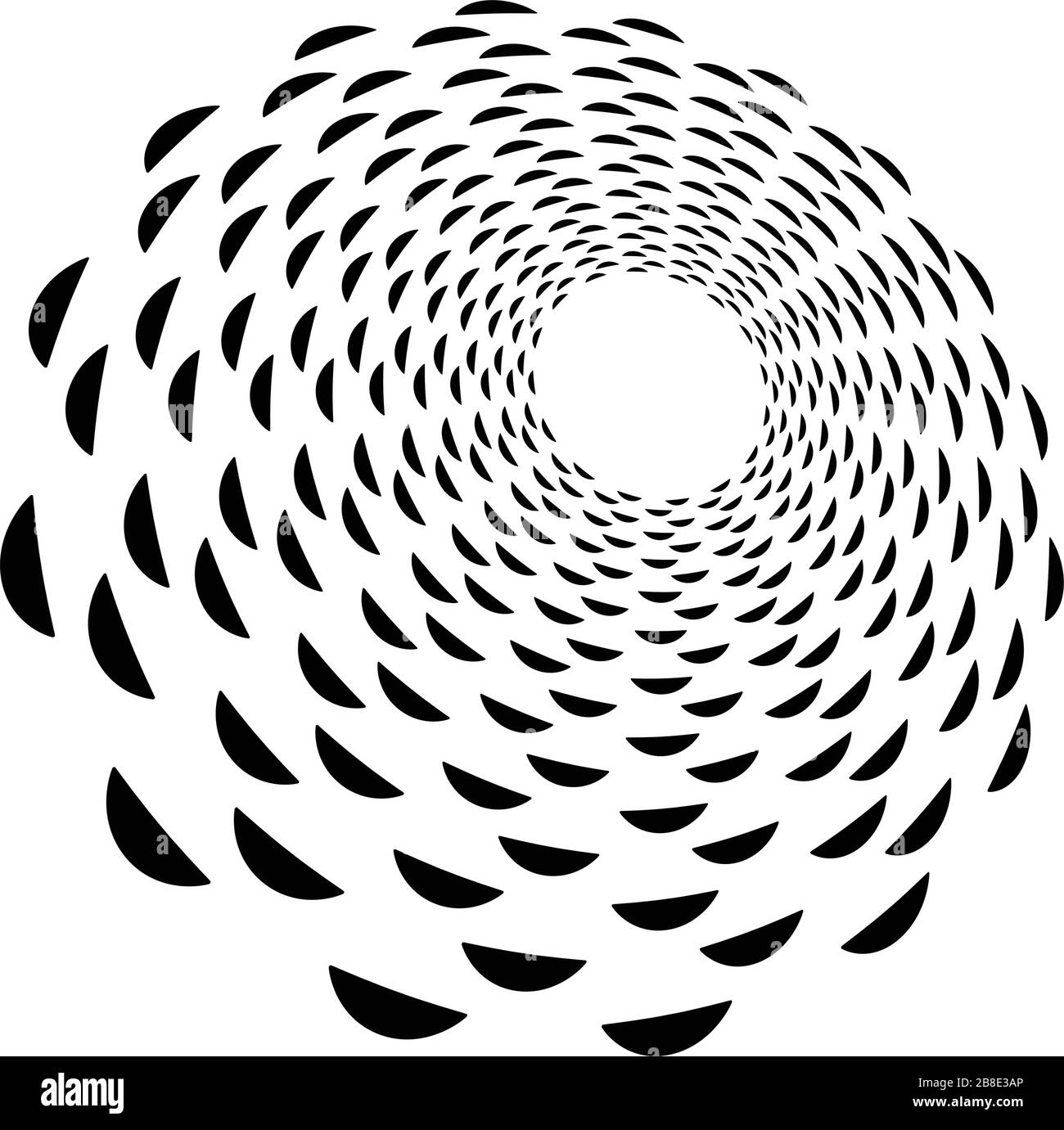 Monochrome volute, vortex shapes. Twisted helix elements. Rotation ...