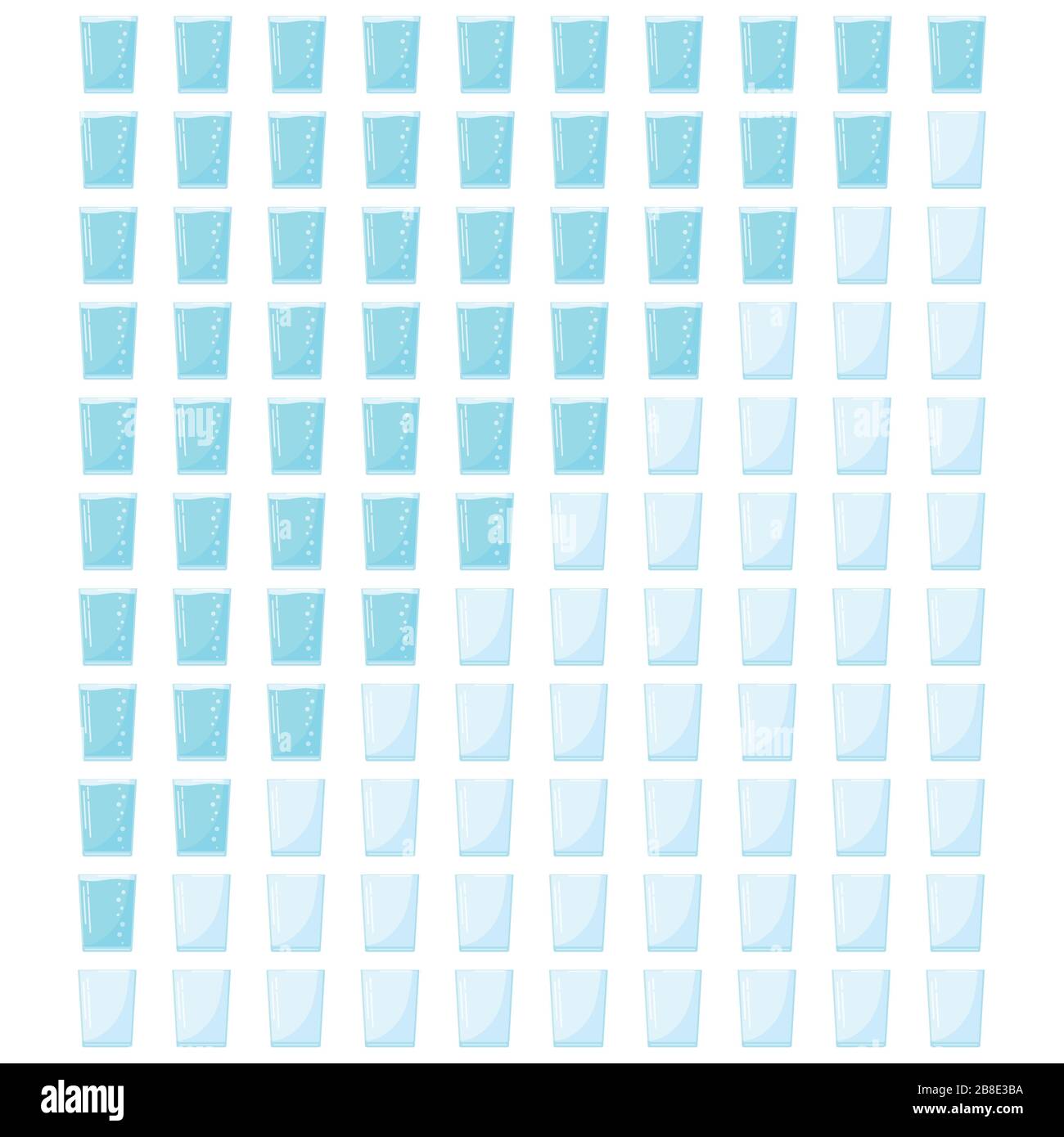 Water glass icon set with 10 blue tracker icon isolated on white ...