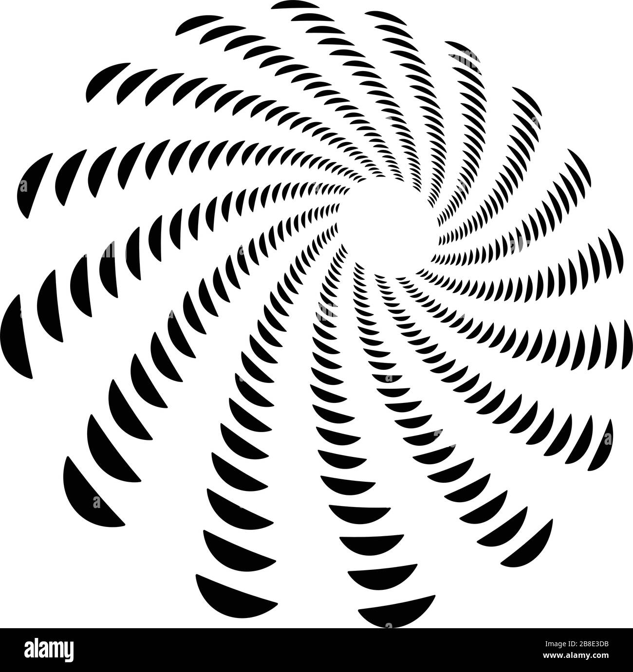 Monochrome volute, vortex shapes. Twisted helix elements. Rotation ...