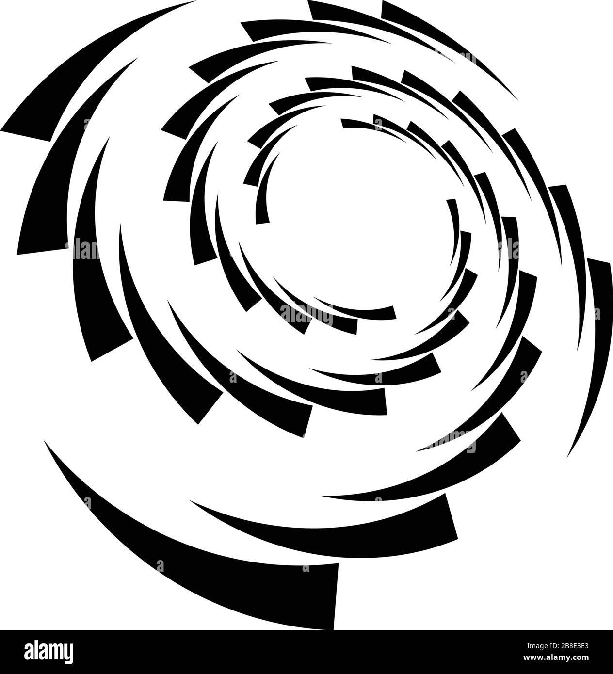 Monochrome volute, vortex shapes. Twisted helix elements. Rotation ...