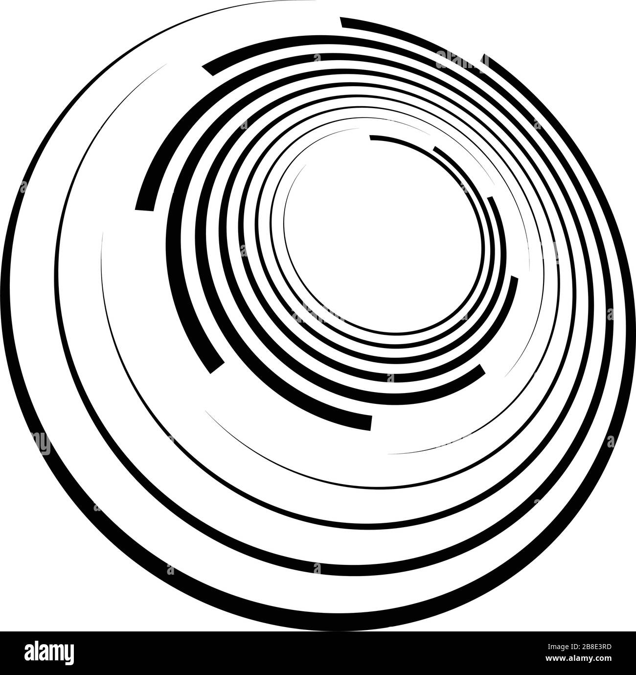 Monochrome volute, vortex shapes. Twisted helix elements. Rotation ...