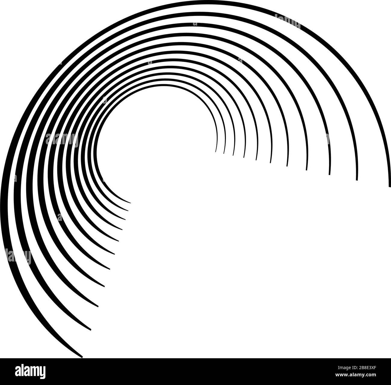 Monochrome volute, vortex shapes. Twisted helix elements. Rotation ...