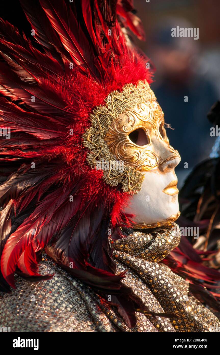 Colorful carnival masks at a traditional festival in Venice, Italy ...