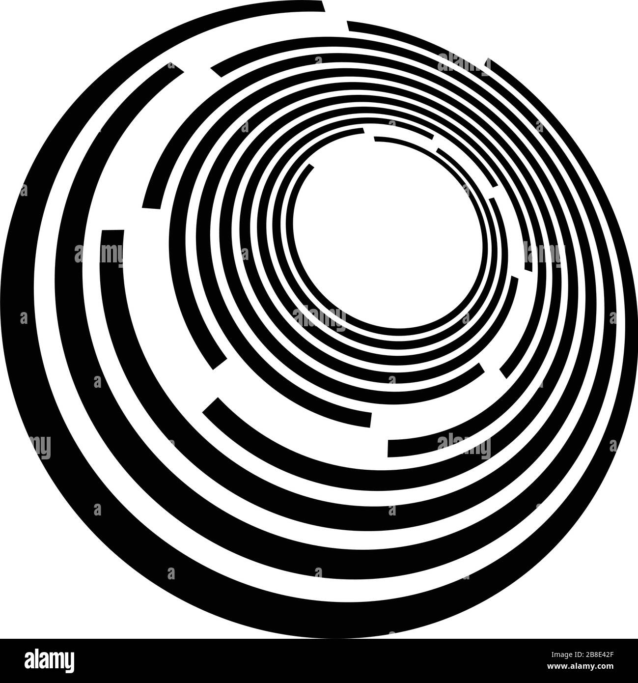 Monochrome volute, vortex shapes. Twisted helix elements. Rotation ...