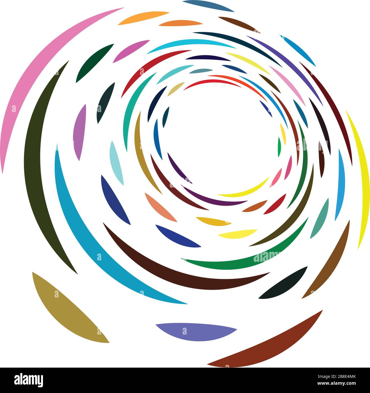 Single mottled, multi-color and colorful spiral, swirl, twirl element ...