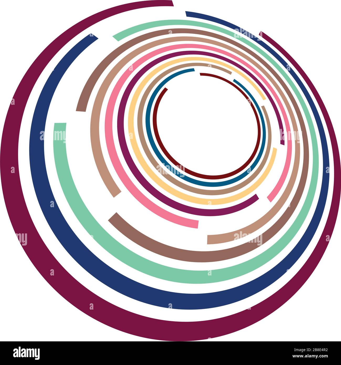 Single mottled, multi-color and colorful spiral, swirl, twirl element ...