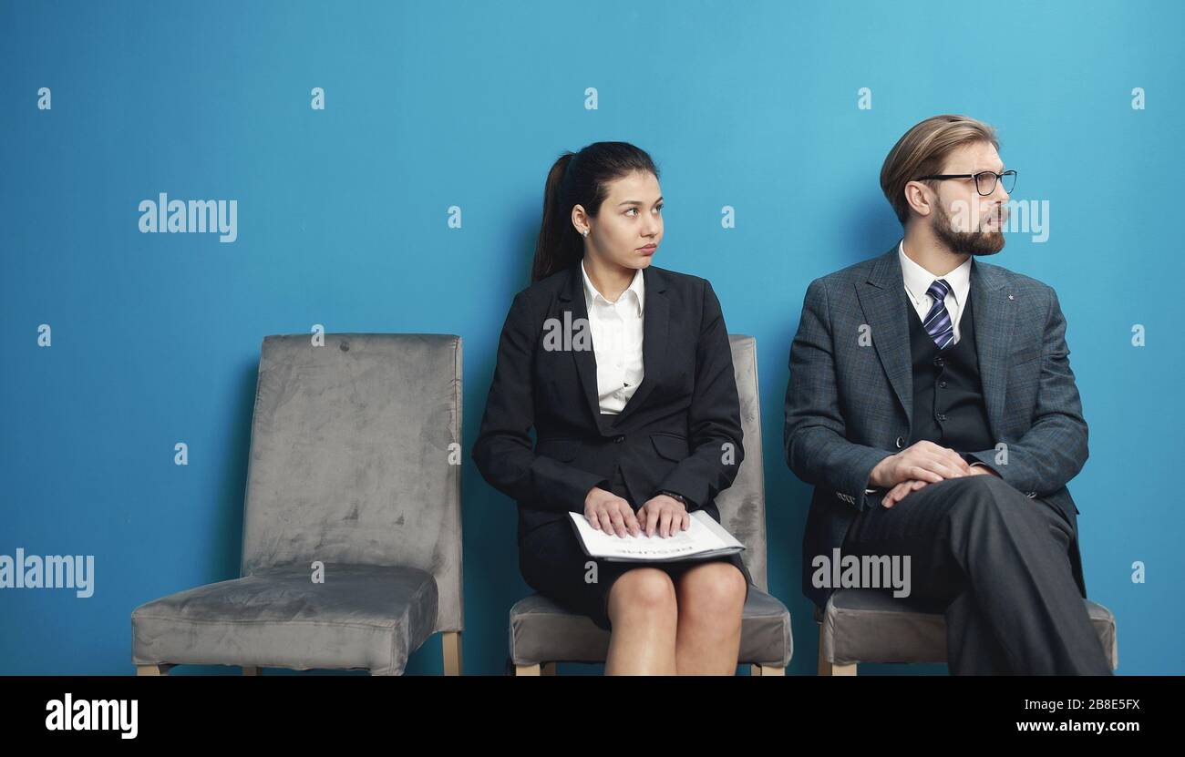 Job interview waiting man woman hi-res stock photography and images - Alamy