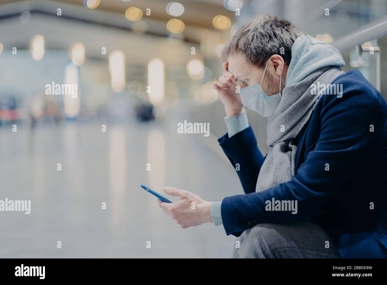 Serious infected man wears hi-res stock photography and images - Alamy