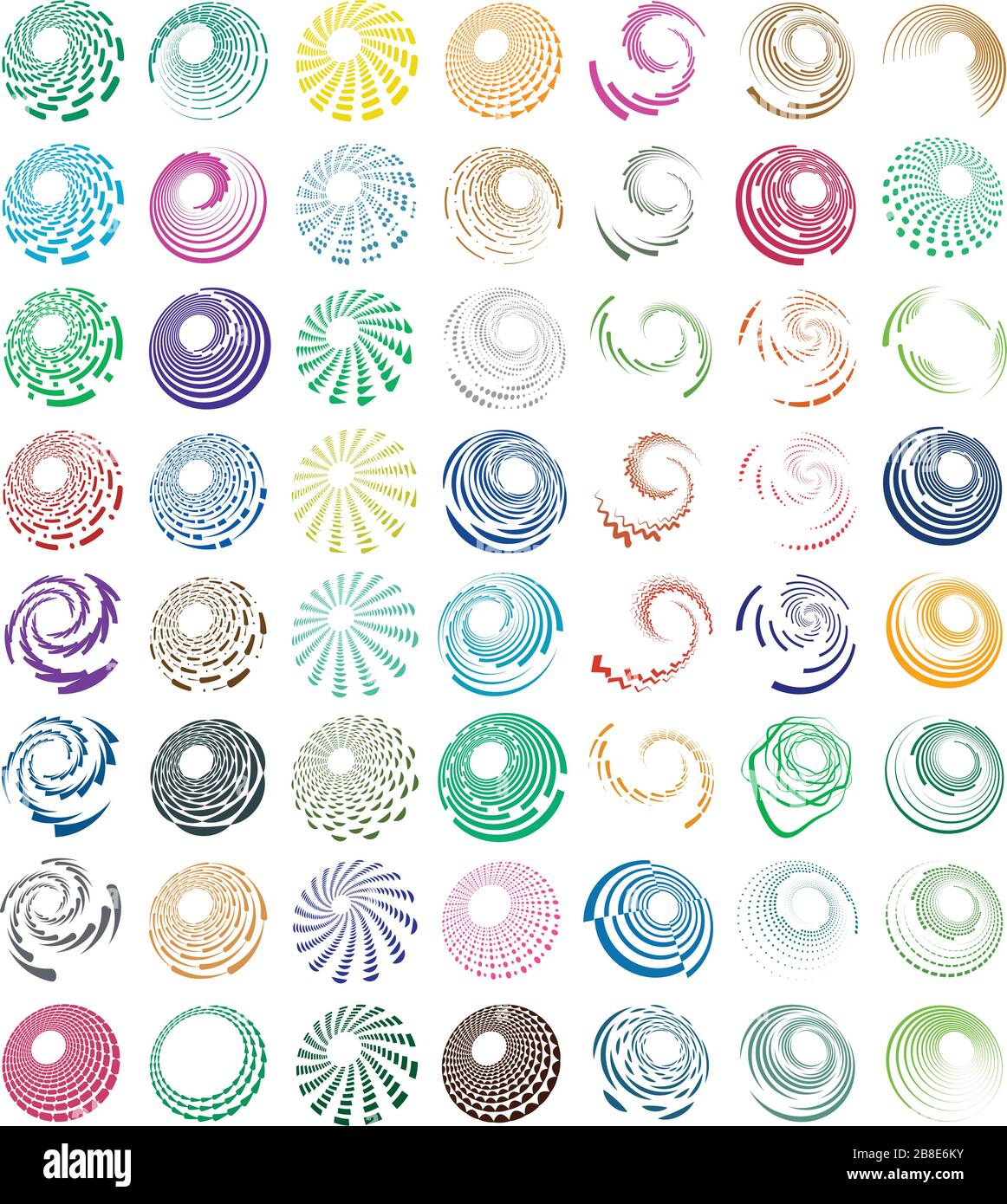 Set of single-colored,monochrome twirl, swirl. Shape with rotation ...