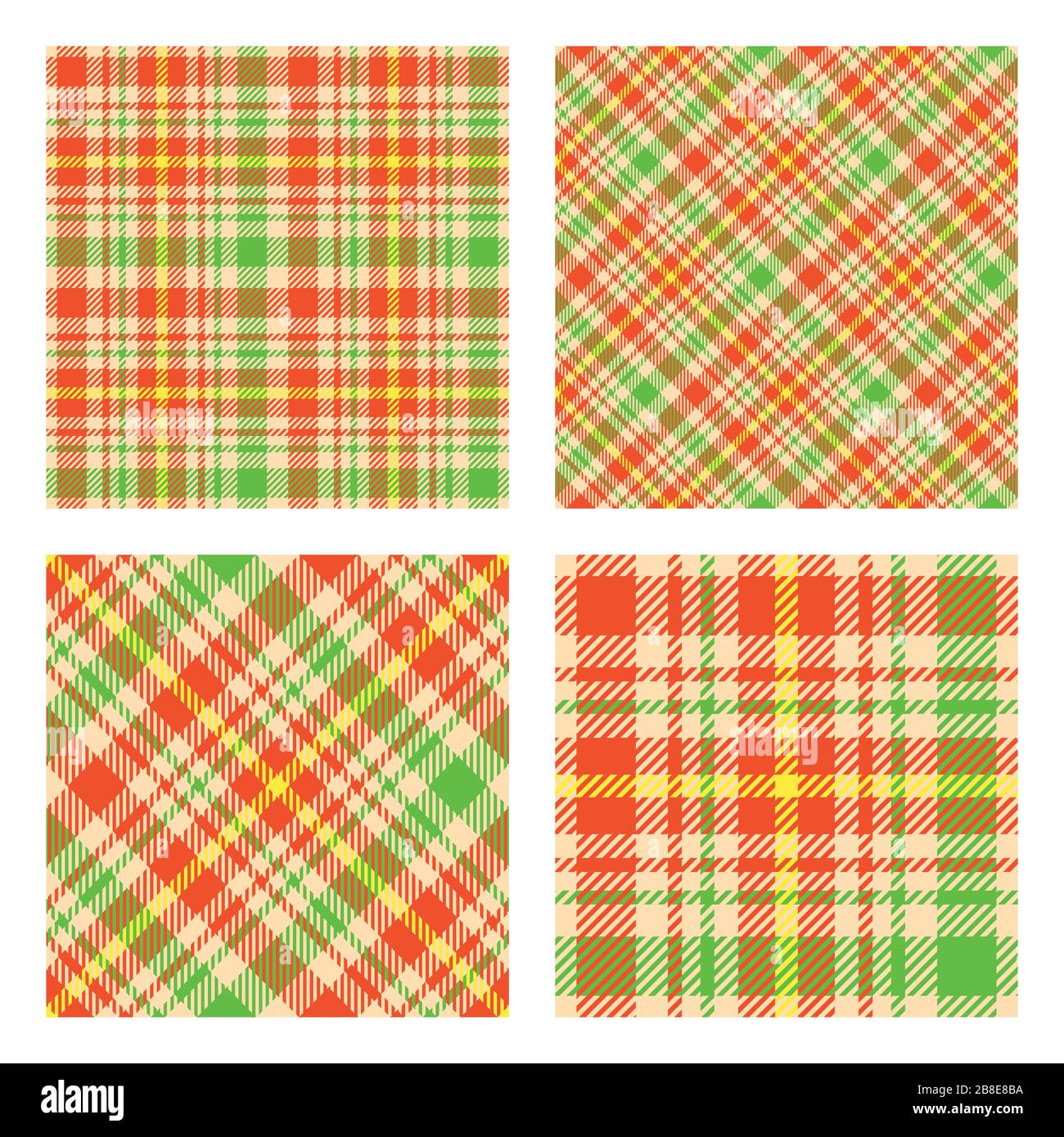 Set of 2 seamless patterns. Scottish tartan plaid. Spring colors ...