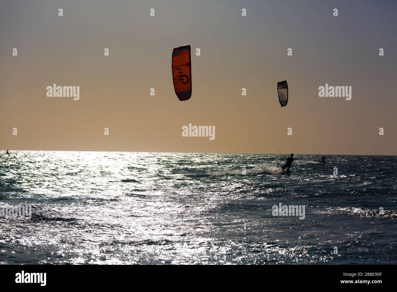 Kitesurfing, Kiteboarding action photos sea sport extreme Stock Photo ...