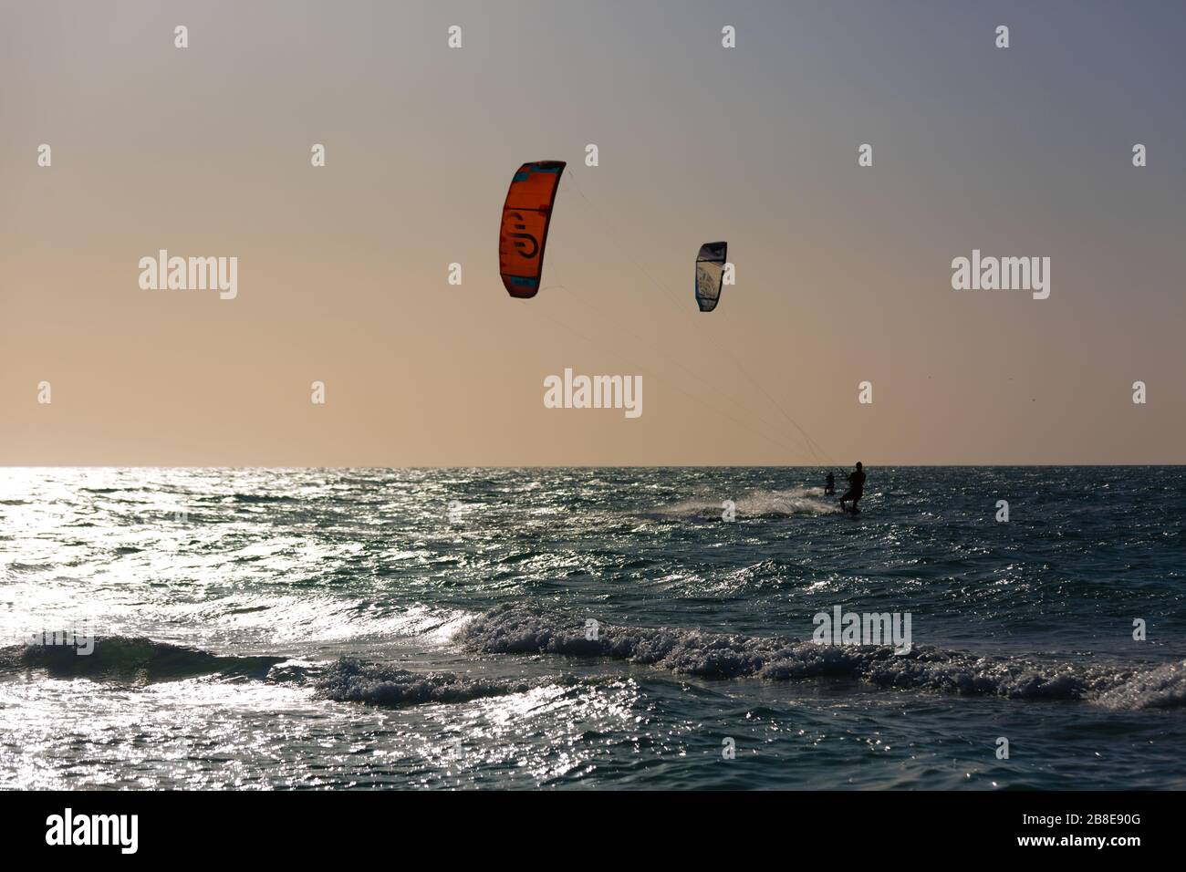 Kitesurfing, Kiteboarding action photos sea sport extreme Stock Photo ...