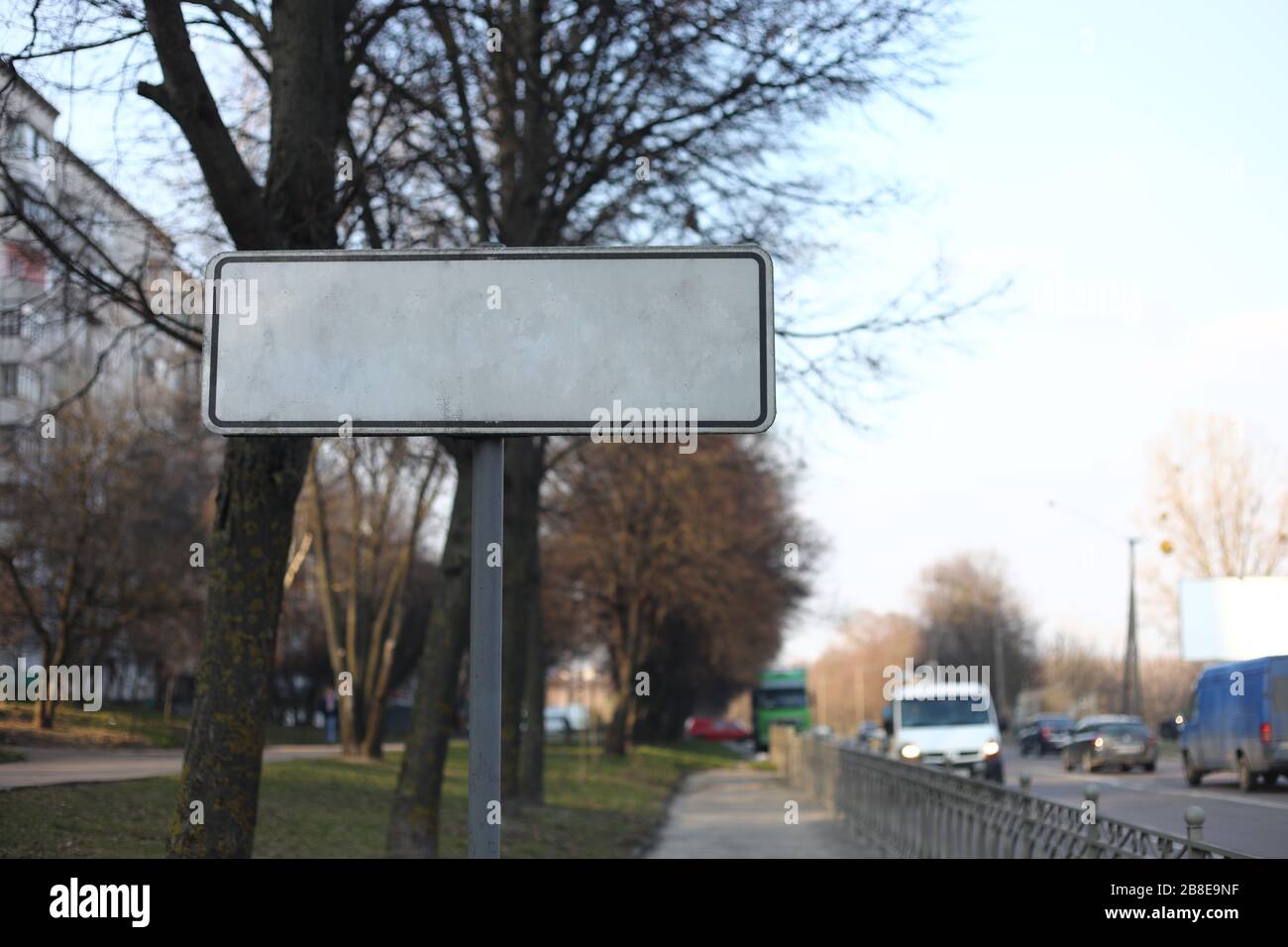 Empty Road Name Sign, Isolated, Detailed Roadside Signage, Blank Copy ...