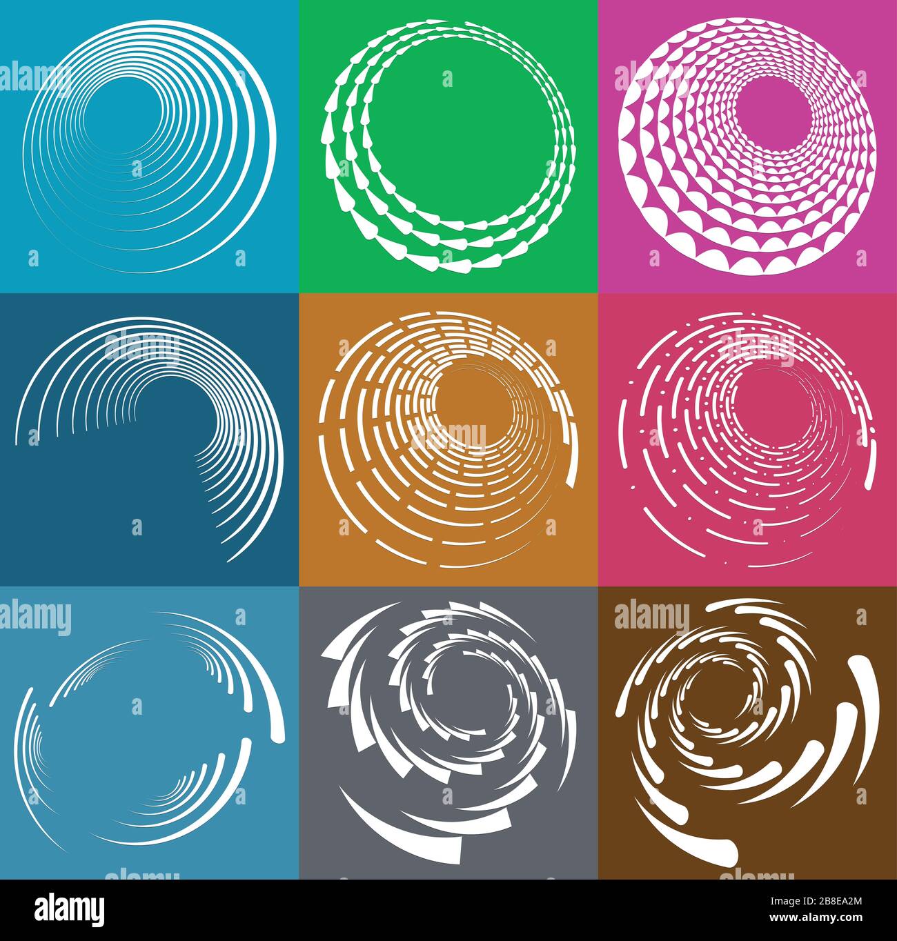 set of white helical, spiraling, curl and curly shapes. spiral, twirl ...