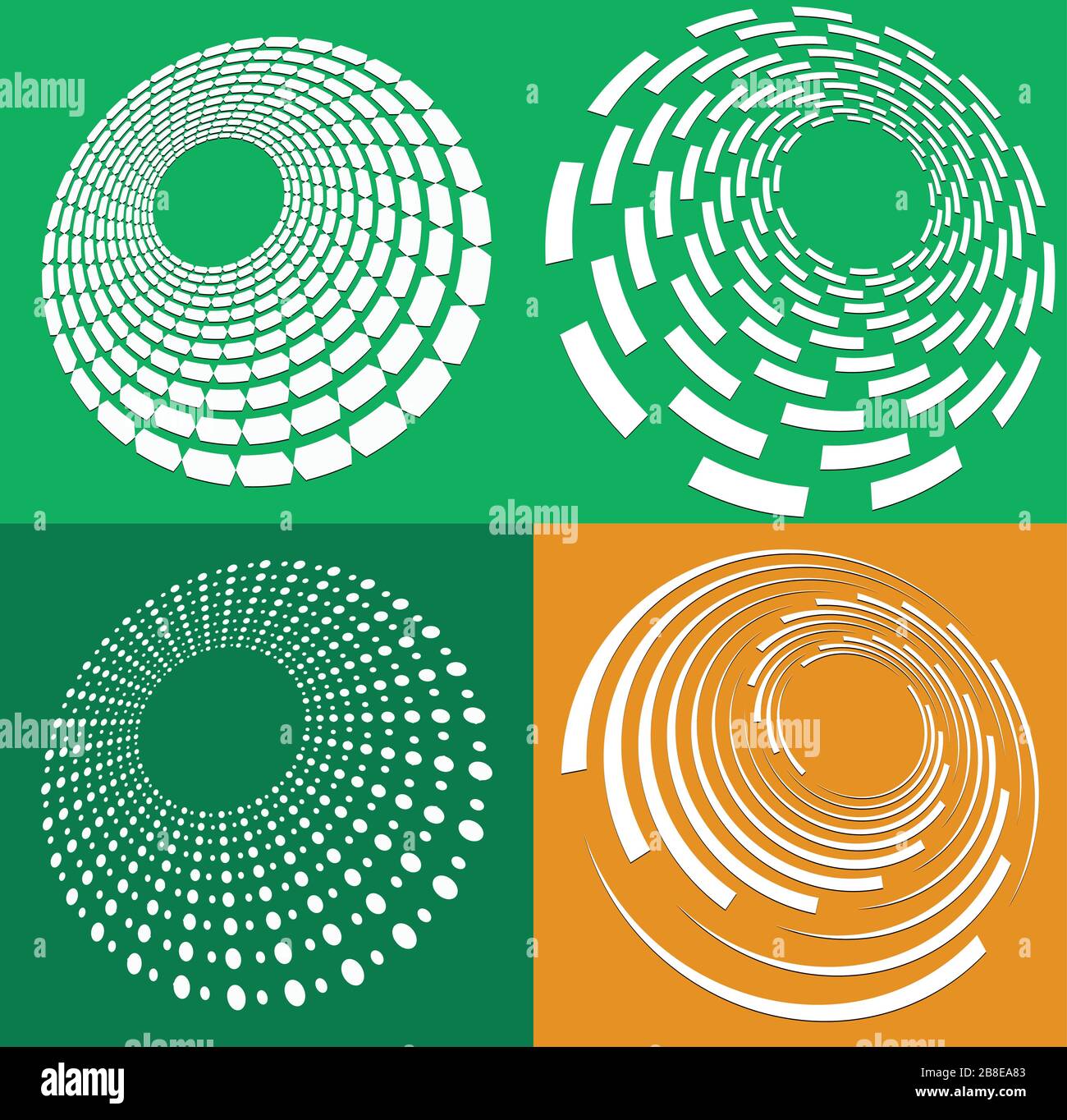 set of white helical, spiraling, curl and curly shapes. spiral, twirl ...