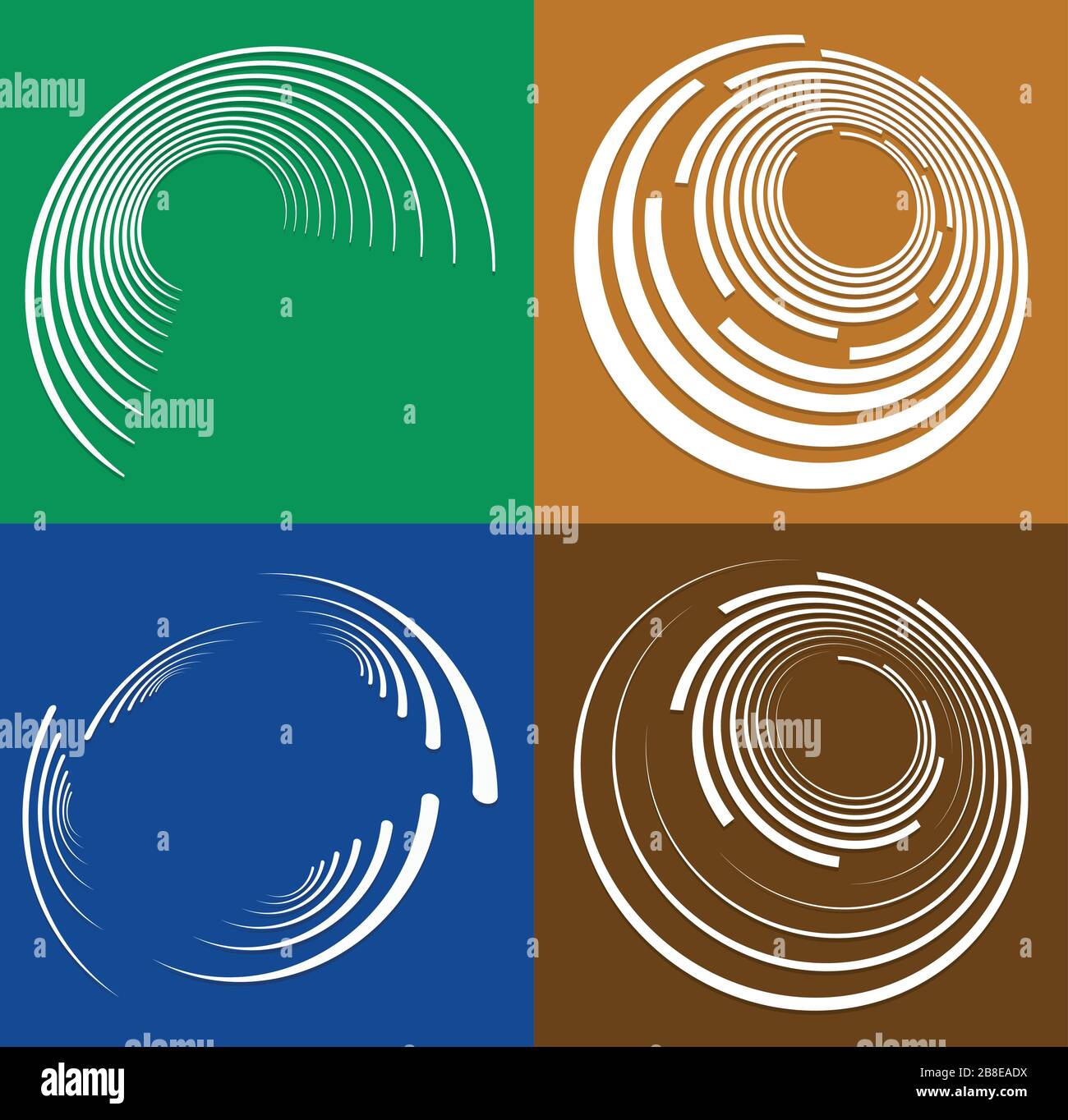 set of white helical, spiraling, curl and curly shapes. spiral, twirl ...