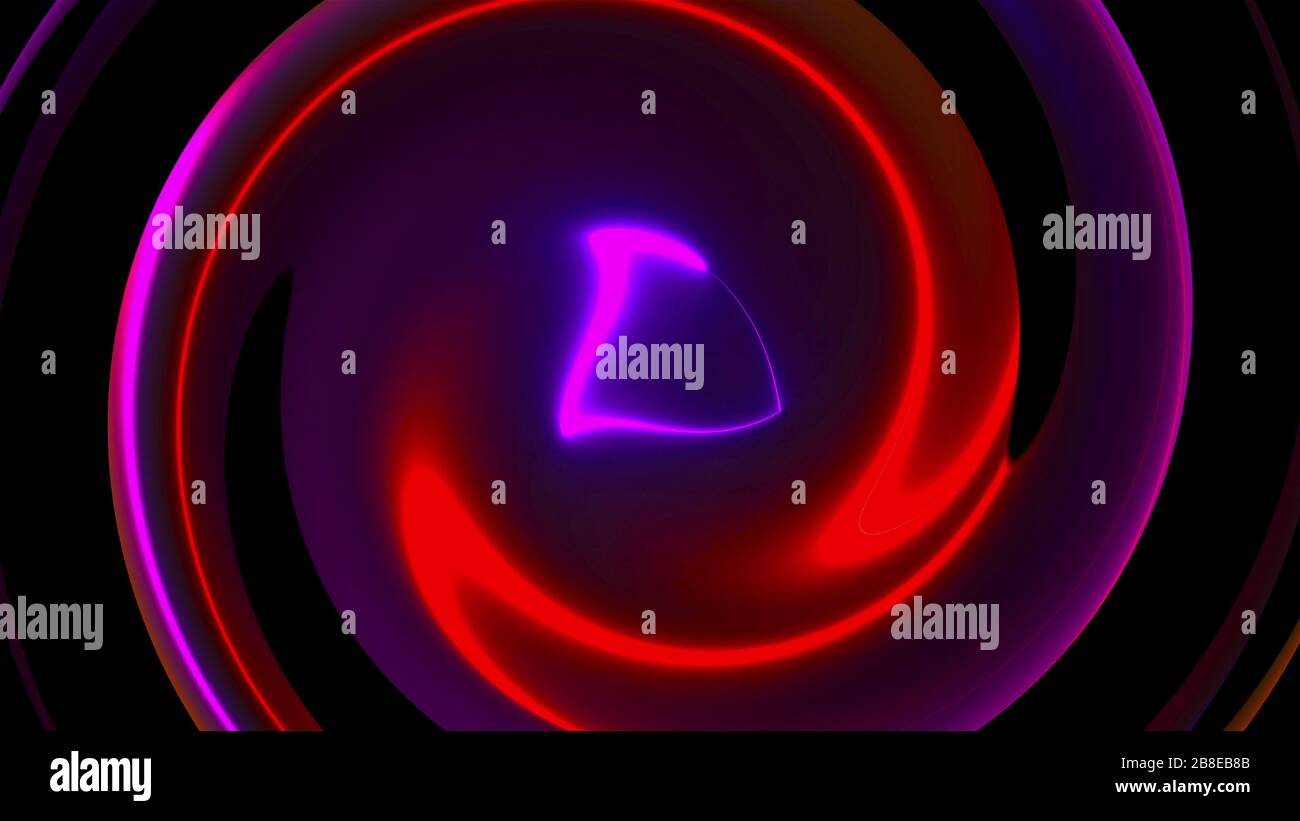 Computer generated abstract twist background. 3D rendering circular merger of neon color lines ...