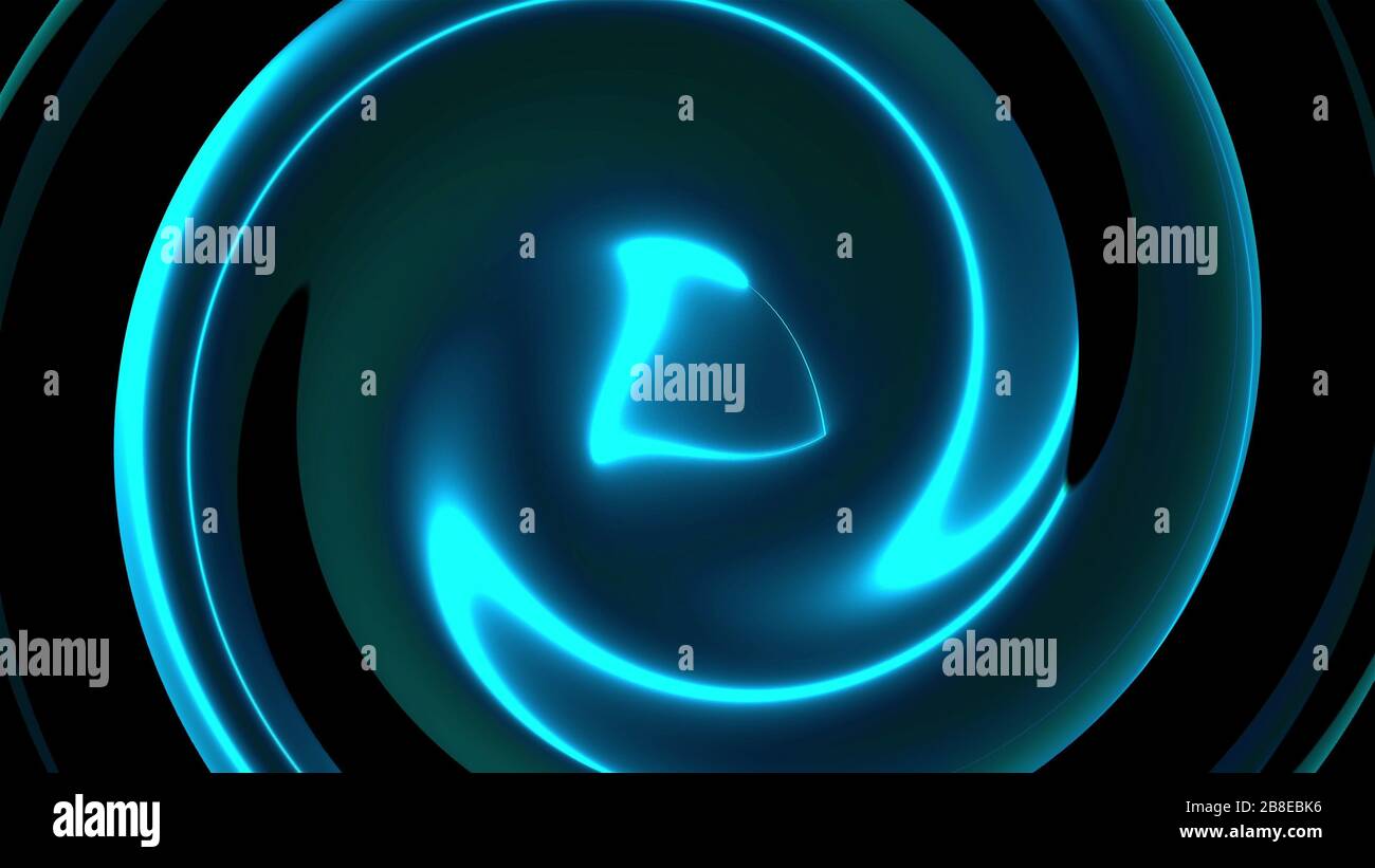 Computer generated abstract twist background. 3D rendering circular merger of neon color lines ...