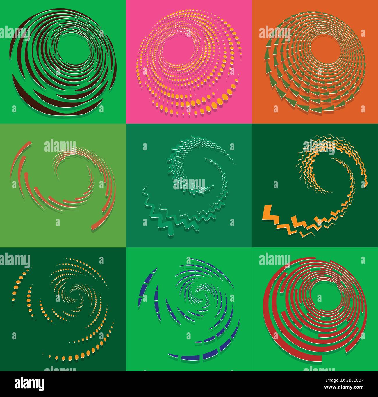 set of duotone curly, coil, gyration volute shapes. twine vortexes ...