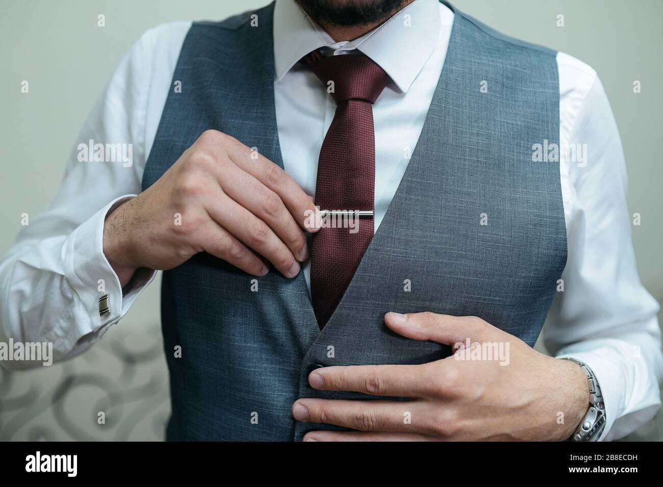 Business man getting ready for work Stock Photo - Alamy