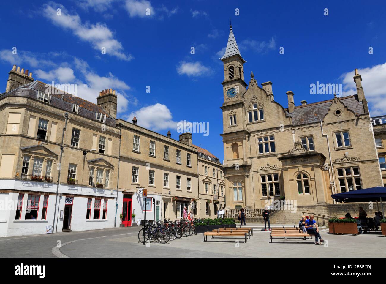 Clock tower on Sawclose, City of Bath, Somerset, England, United ...