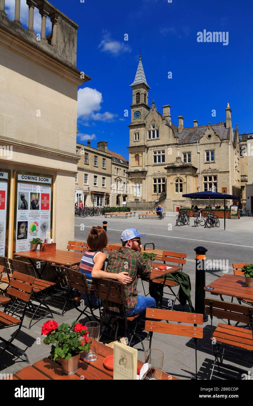 Clock tower on Sawclose, City of Bath, Somerset, England, United ...