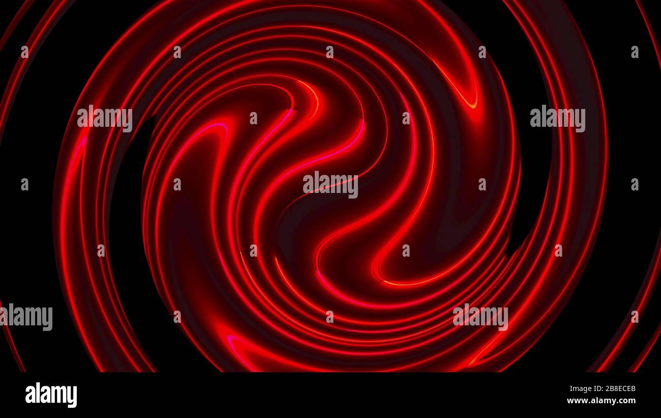 Computer generated abstract twist background. 3D rendering circular merger of neon color lines ...