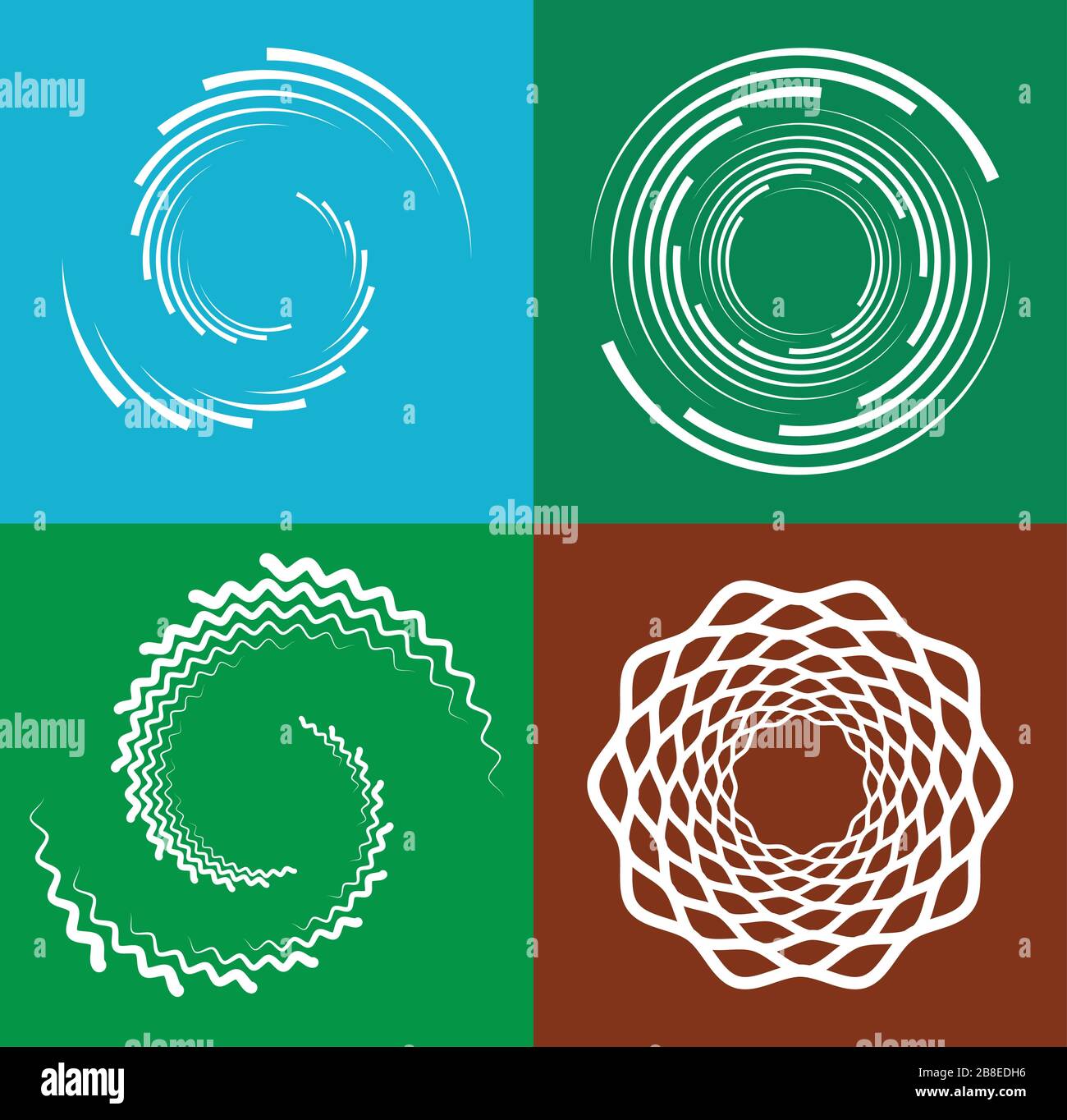 set of white helical, spiraling, curl and curly shapes. spiral, twirl ...