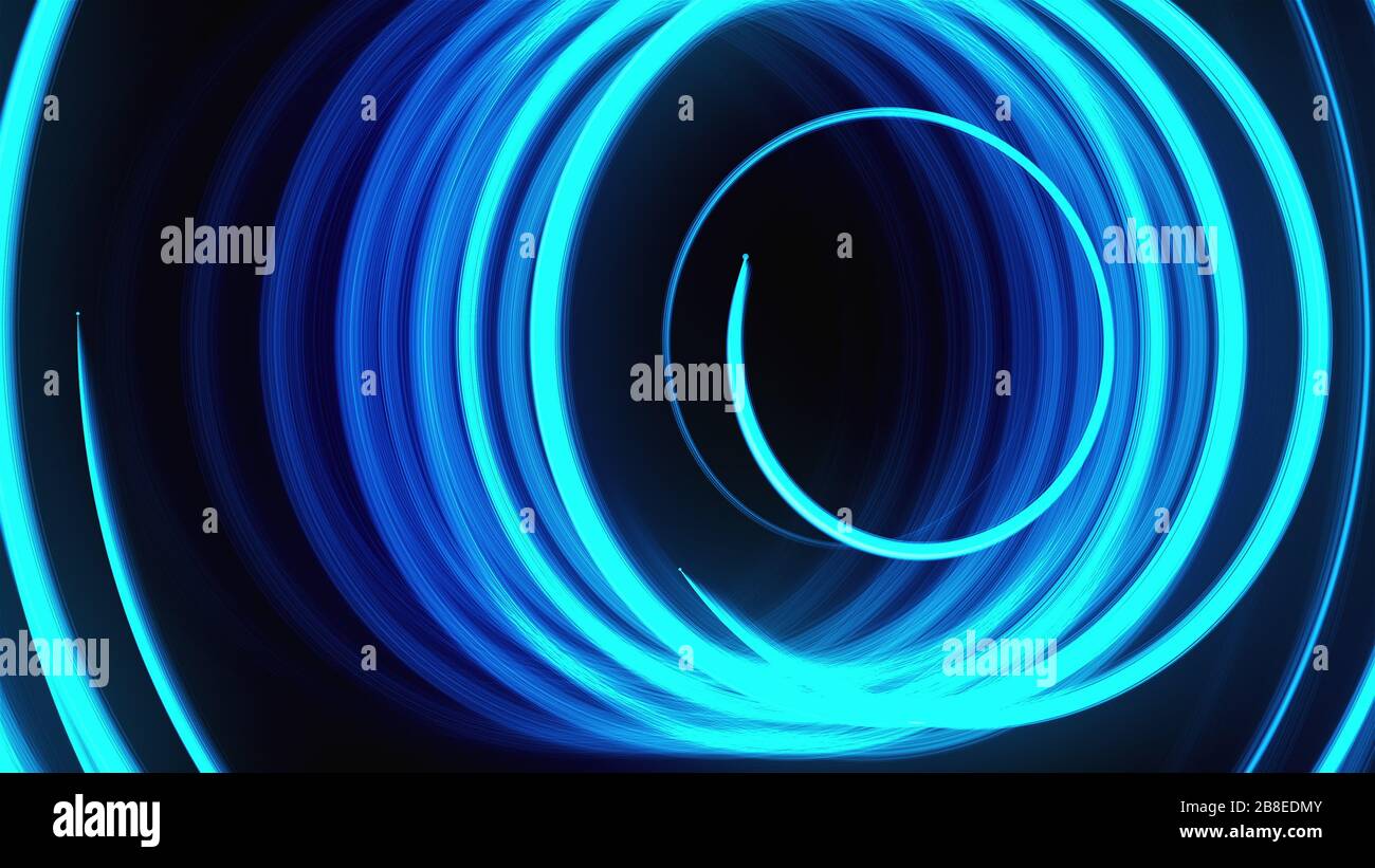 Abstract spiral rotating glow lines, computer generated background, 3D rendering background ...