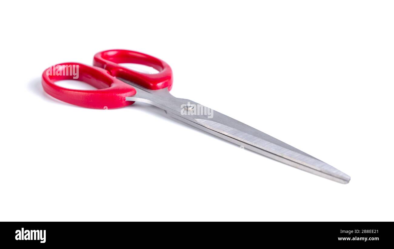 Red scissor sharp isolated on white background Stock Photo - Alamy