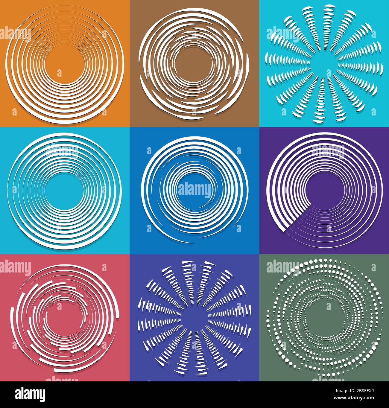 set of white helical, spiraling, curl and curly shapes. spiral, twirl ...