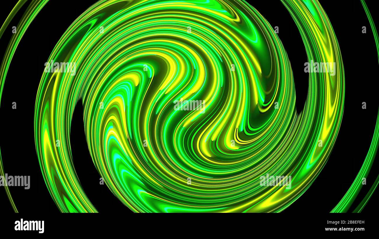 Computer generated abstract twist background. 3D rendering circular merger of neon color lines ...
