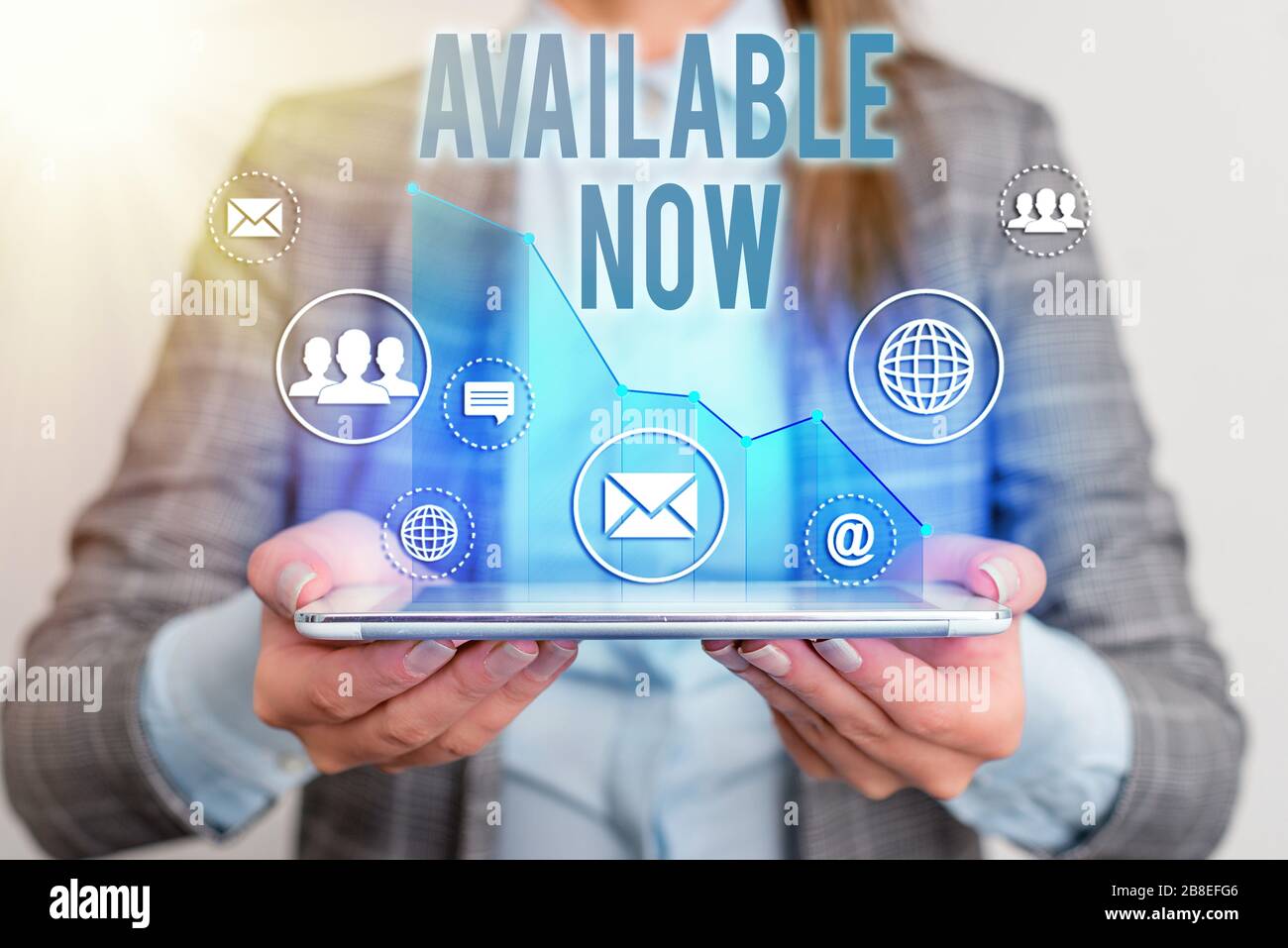 Conceptual hand writing showing Available Now. Concept meaning you can ...