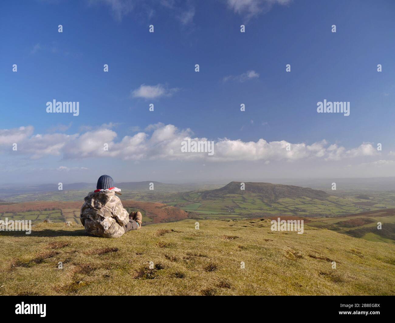 Children admire the view of The Skirrid - Ysgyryd Fawr - from the ...