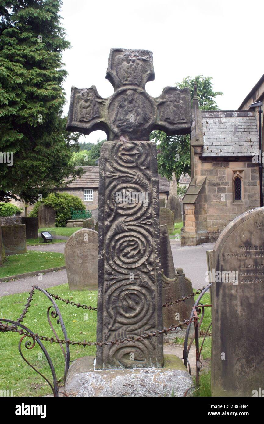 Eyam anglo saxon cross hi-res stock photography and images - Alamy