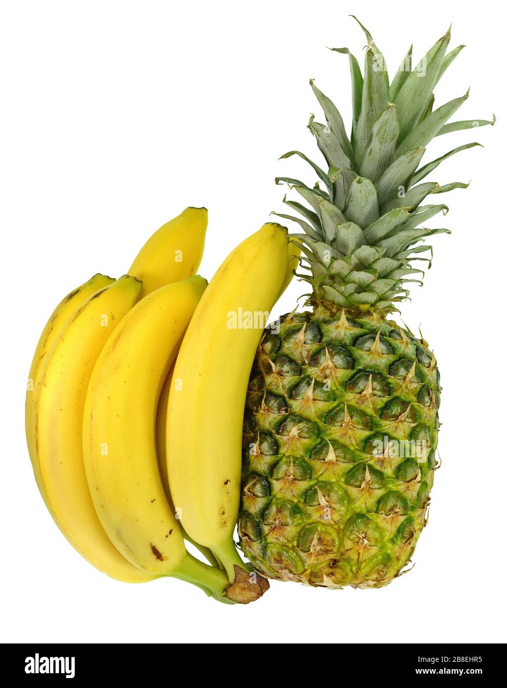 Pineapple and bananas Isolated on White Background. Pineapple tropical ...