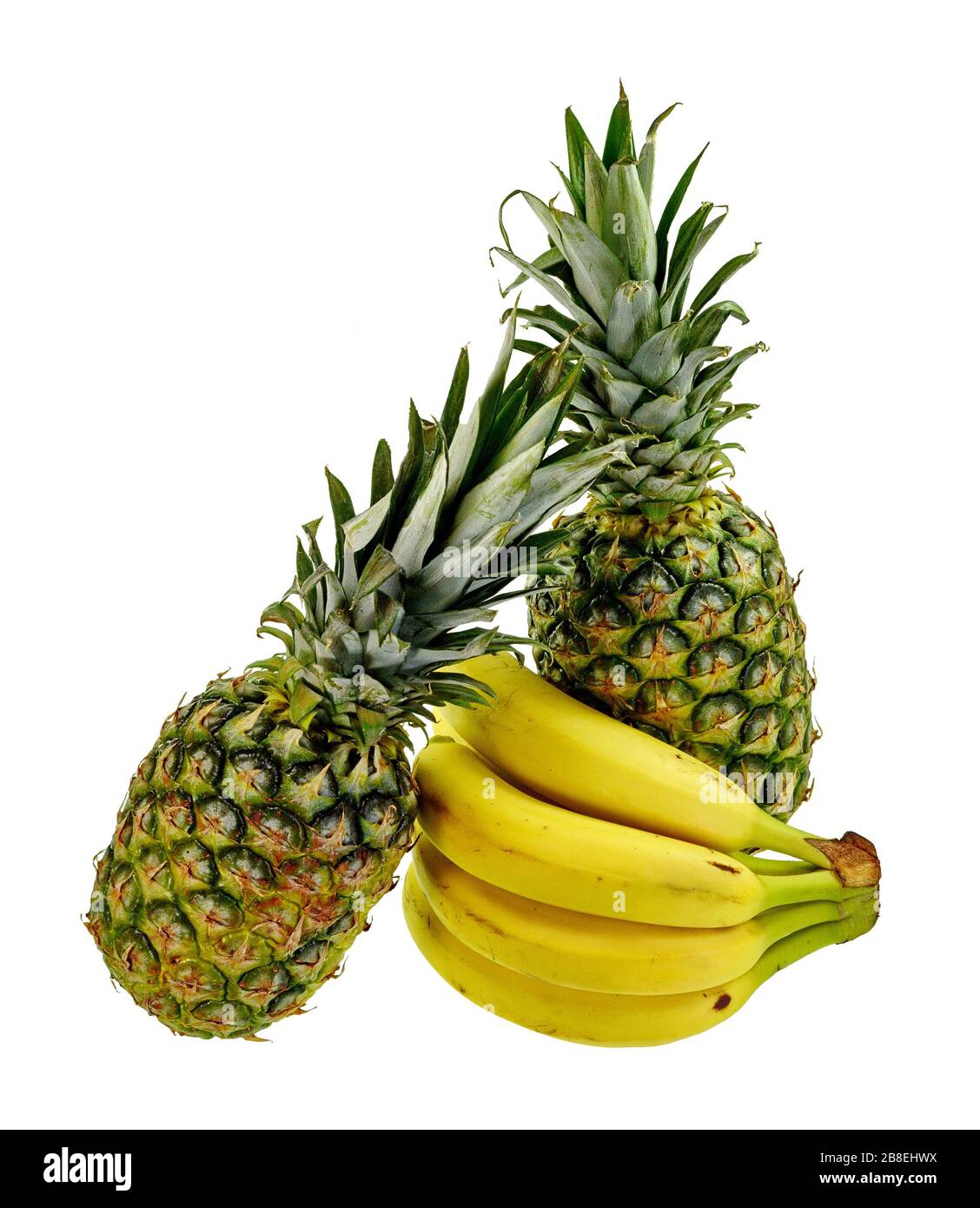 Pineapple and bananas Isolated on White Background. Pineapple tropical ...