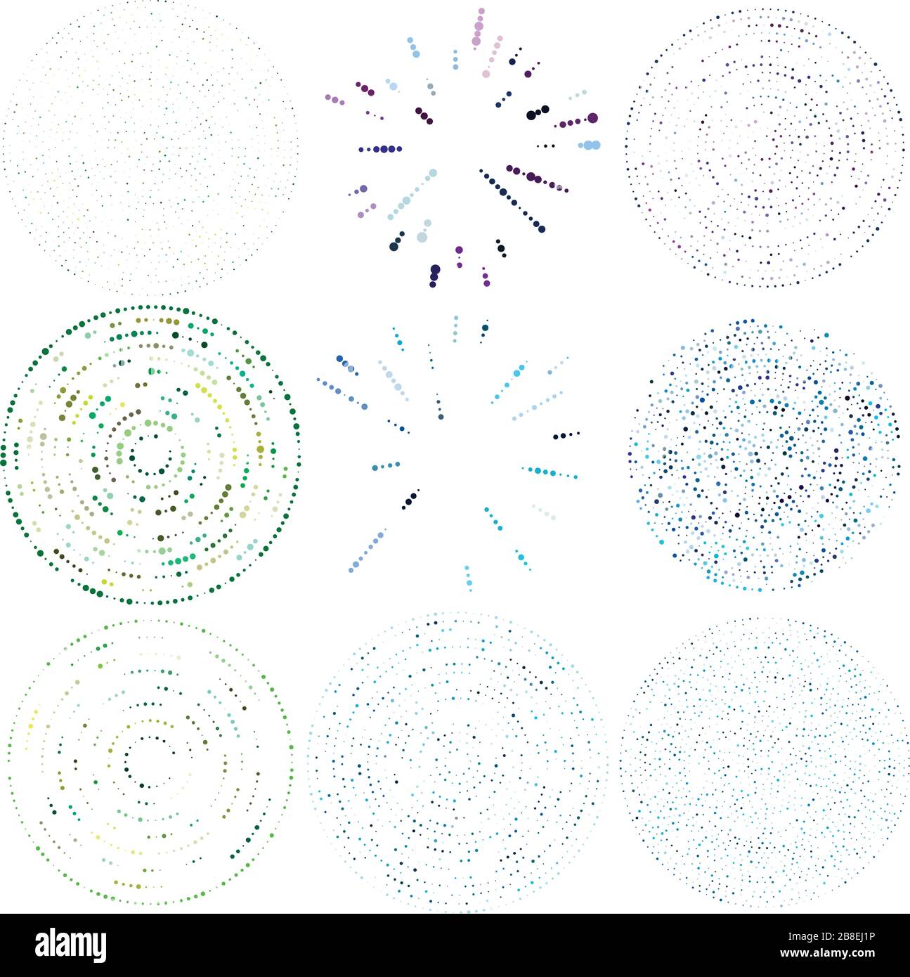 Random dots, circles abstract. Speckles, dotted radial, radiating ...