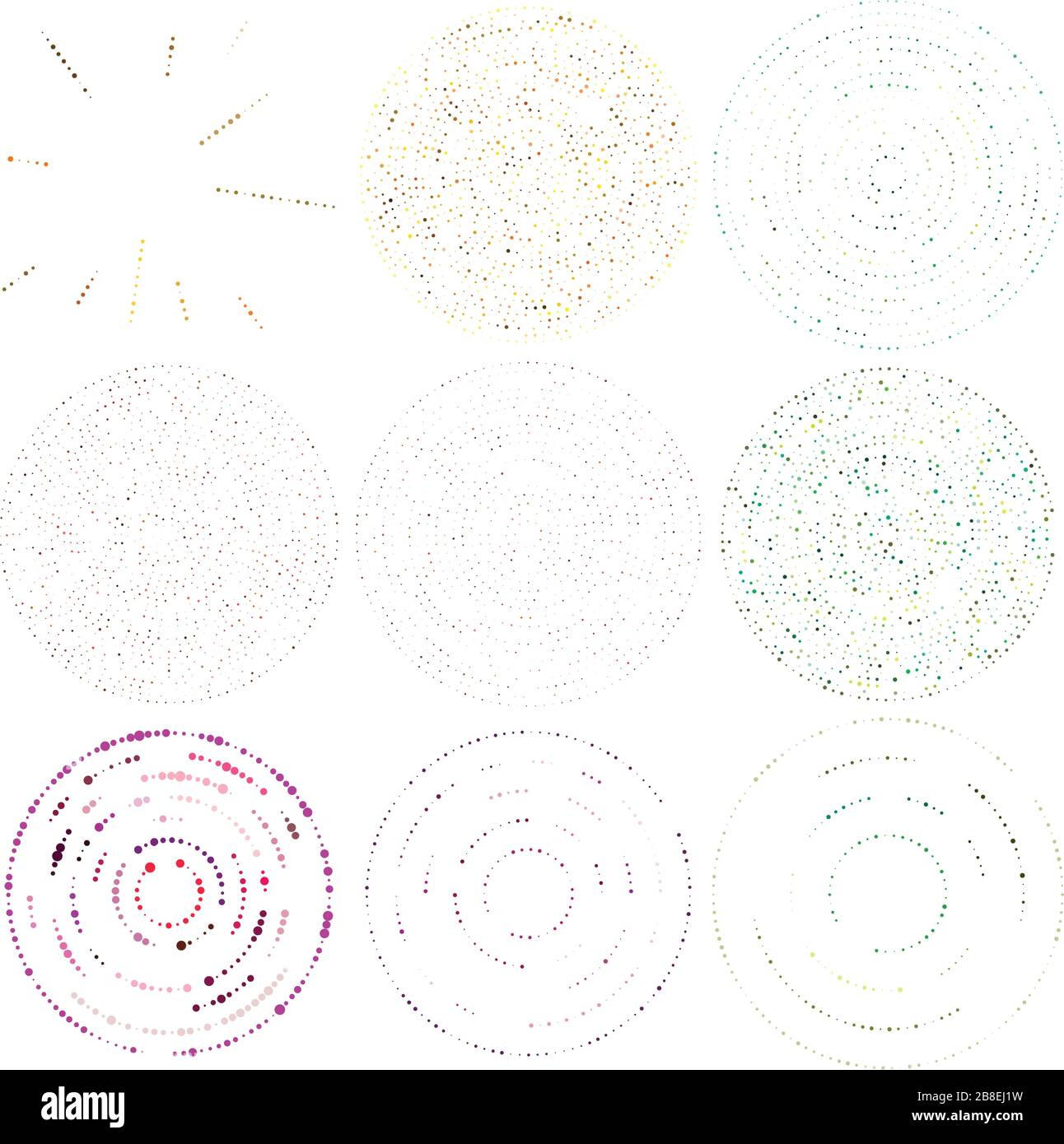 Random dots, circles abstract. Speckles, dotted radial, radiating ...