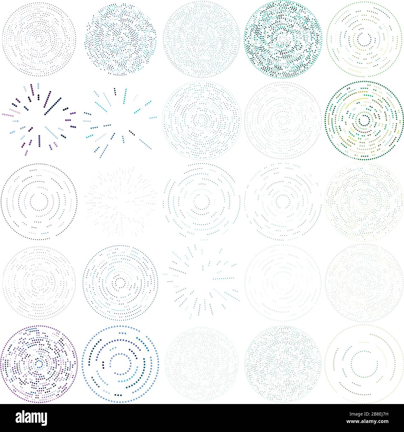 Random dots, circles abstract. Speckles, dotted radial, radiating ...