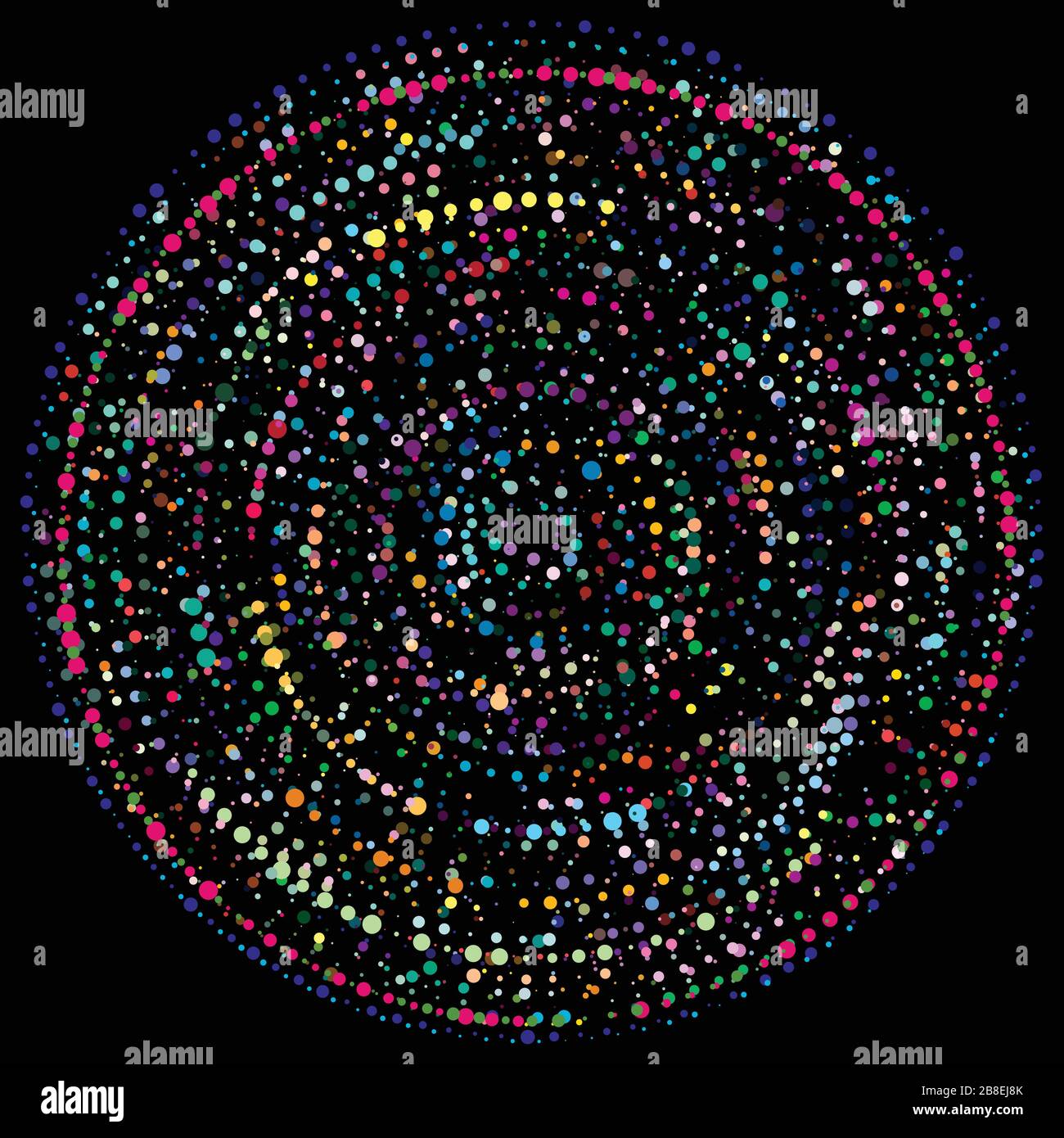 Random dots, circles abstract. Speckles, dotted radial, radiating, circular geometric ...