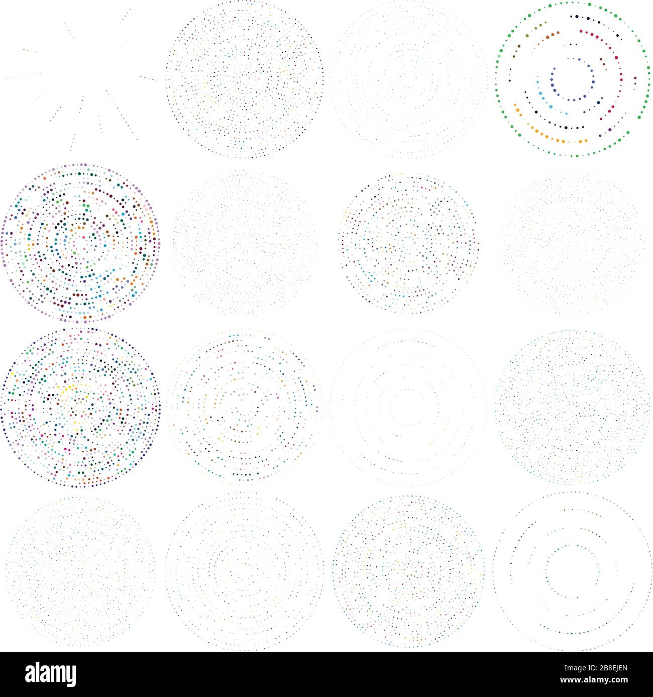 Random dots, circles abstract. Speckles, dotted radial, radiating ...